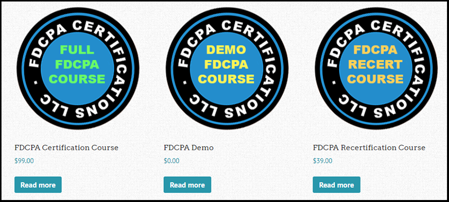 Documentation – FDCPA Certification